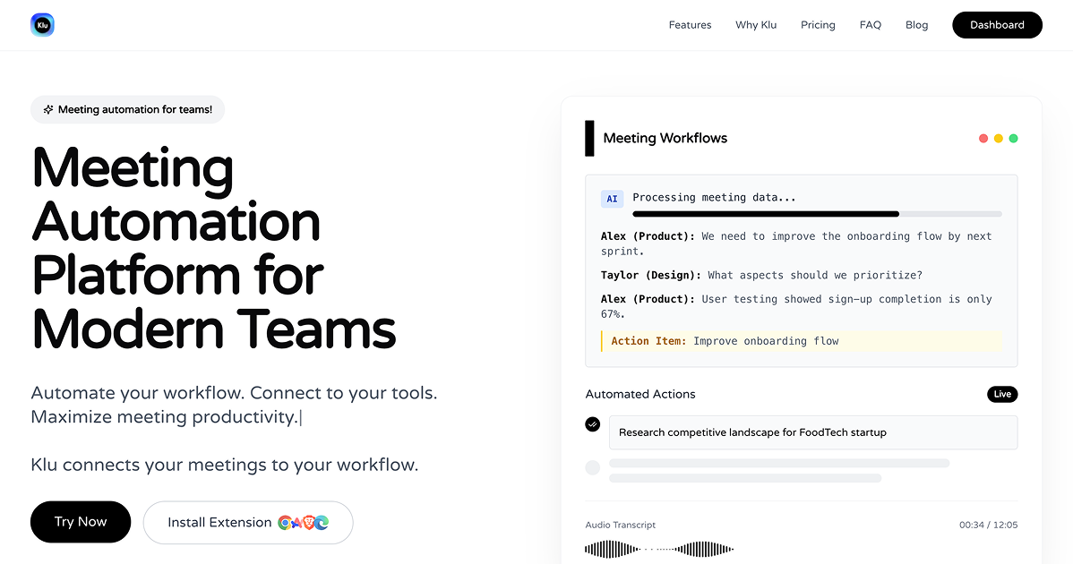 Klu - Meeting Automation Platform for Modern Teams